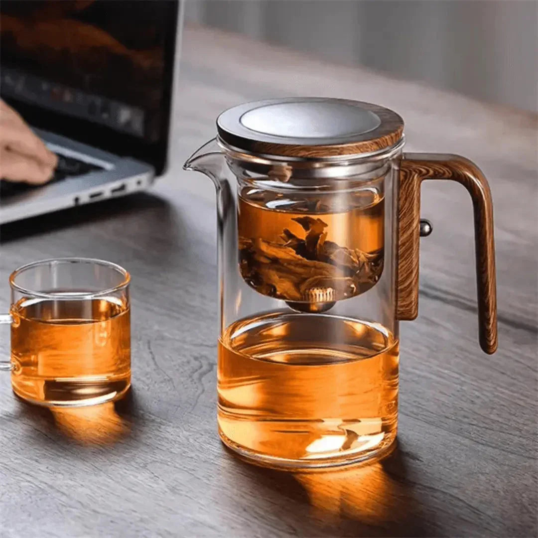Norvo | Elegant Tekanne laget av glass med treskaft – Gjennomsiktig te ...